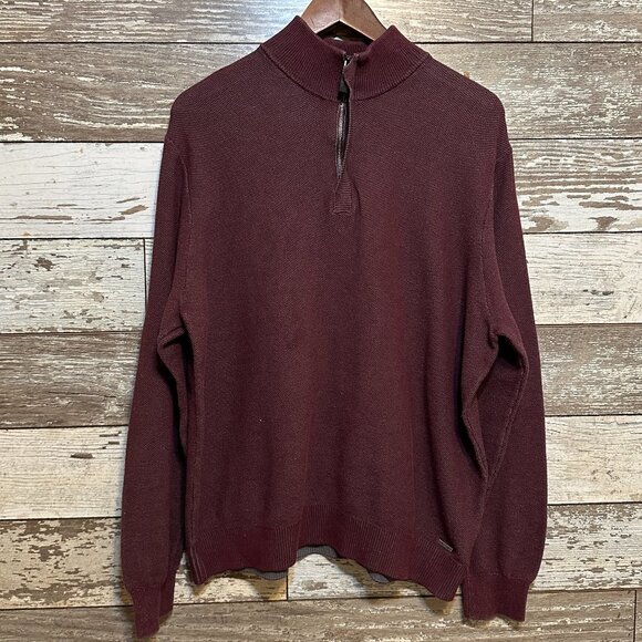 Ike Behar | Sweaters | Ike Behar Burgundy Red Mens Pullover Quarter Zip ...